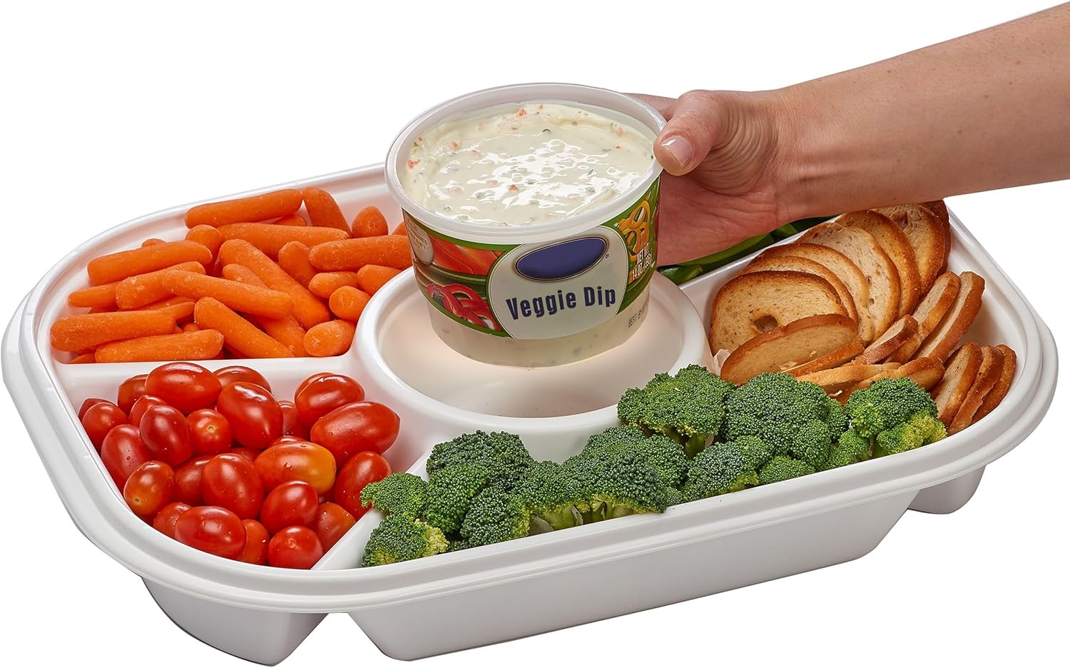 Buddeez Jumbo Divided Serving Tray with Lid - Includes 6 Bins for Part ...