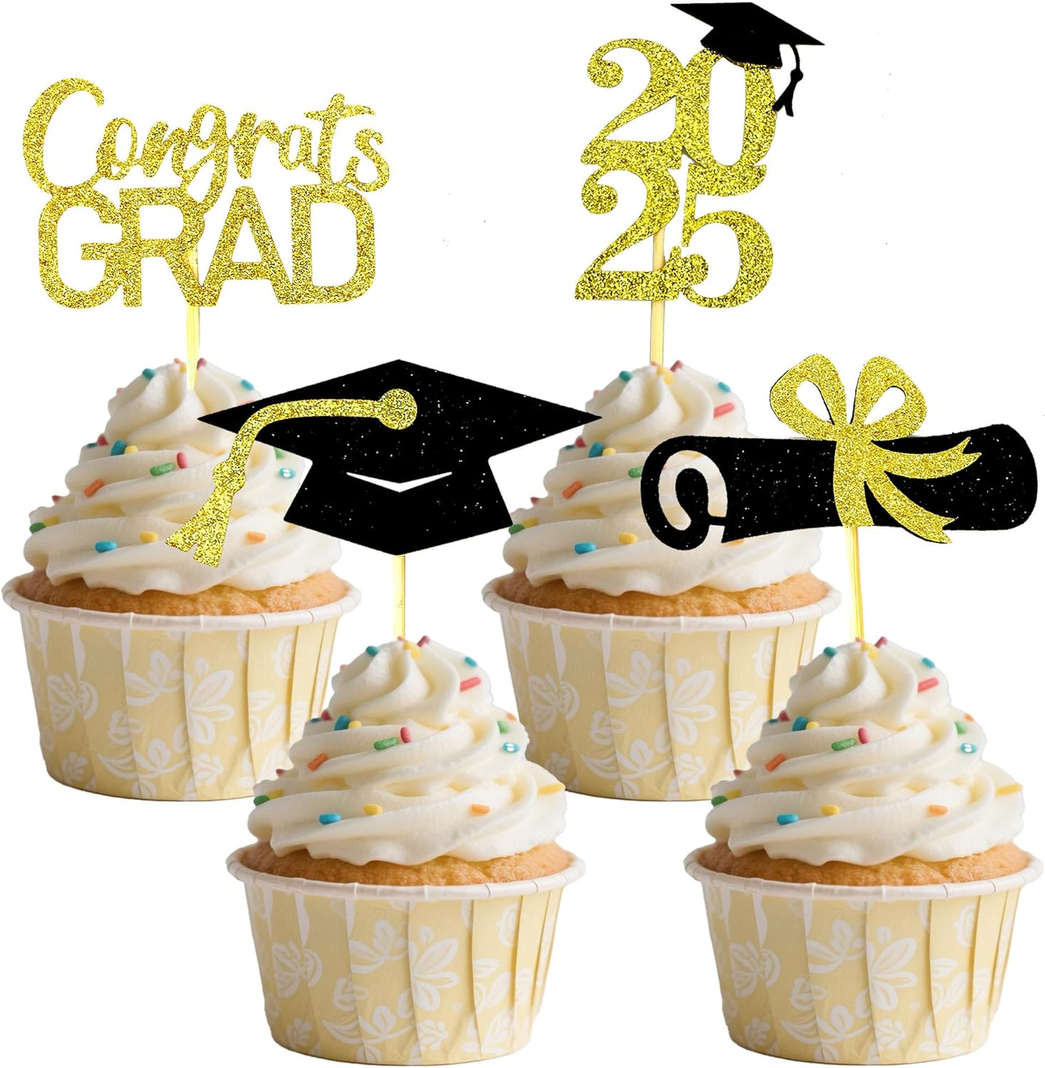 Graduation Cupcake Toppers Decorations Party Supplies, 24 PCS Food/App ...