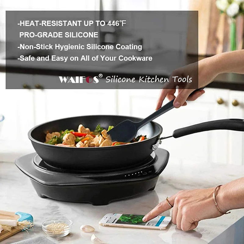 WALFOS Food Grade Non Stick Butter Cooking Silicone Spatula Set Heat R ...